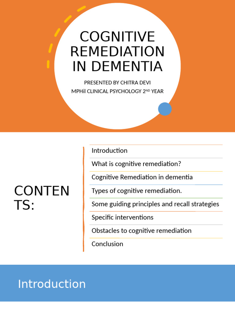 Cognitive Remediation Strategies for Dementia | PDF | Dementia | Cognition