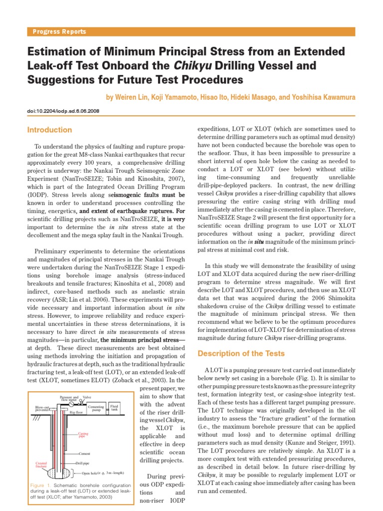 Estimation of Minimum Principal Stress From An Extended Leak Off Test ...
