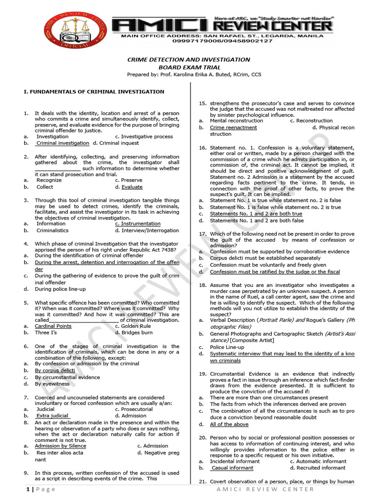 Cdi Area Qa | PDF | Confession (Law) | Crime Scene