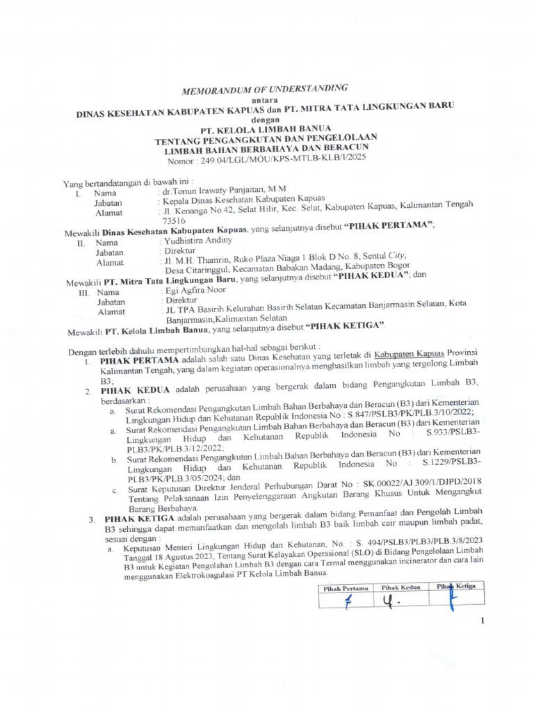 MoU Limbah | PDF