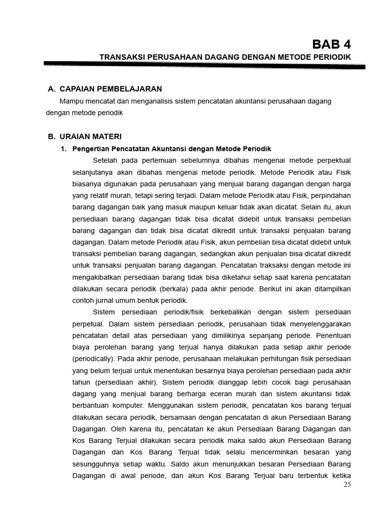 PERTEMUAN KE-4. Transaksi Perusahaan Dagang Metode Periodik | PDF