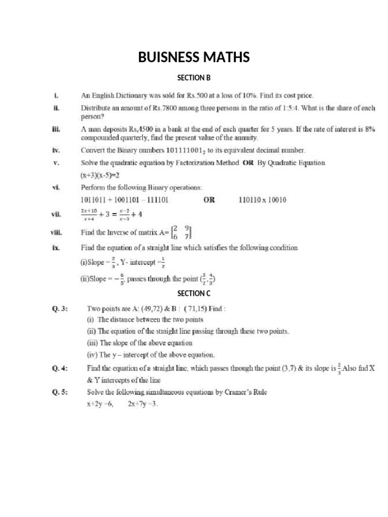 Buisness Maths | PDF