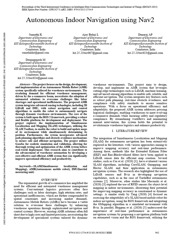Autonomous Indoor Navigation Using Nav2 | PDF | Lidar | Computing