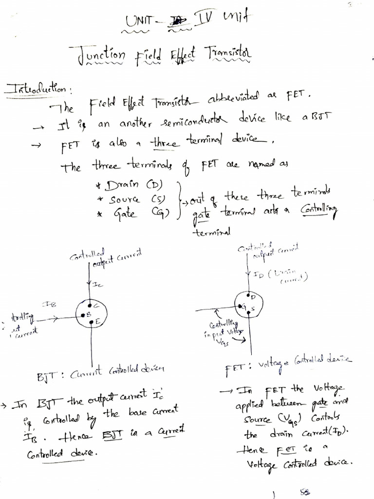 EDC Unit - Junction Field Effect Transistor-1 - Sem | PDF