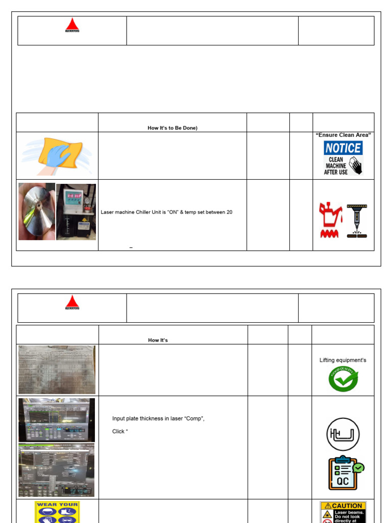 QMSP-PRD-01C SOP For Laser Cutting Machine | PDF | Mechanical Engineering