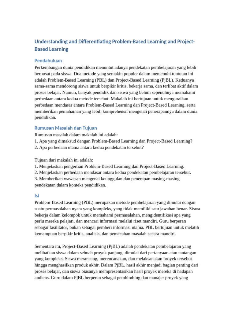 Makalah PBL Dan PJBL | PDF