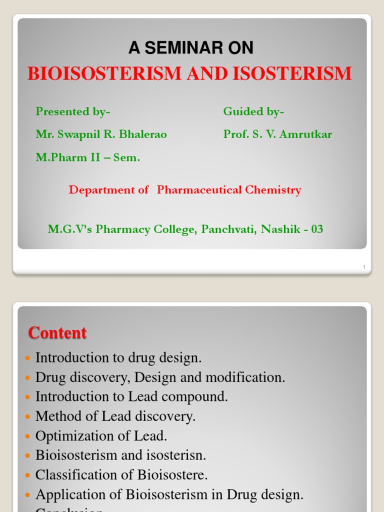 Bioisosterism and Isosterism by Swapnil Ratnakar Bhalerao | PDF | Acid ...