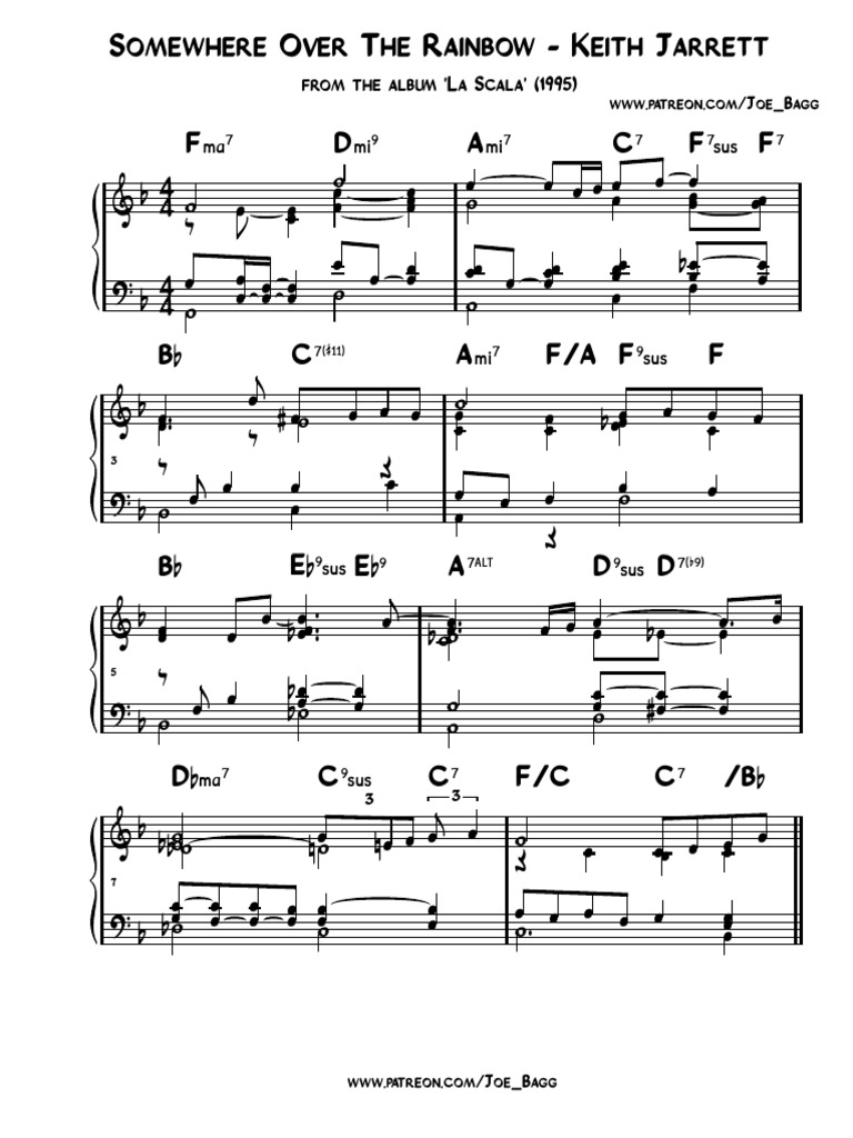 Somewhere Over The Rainbow - Keith Jarrett Solo Piano | PDF
