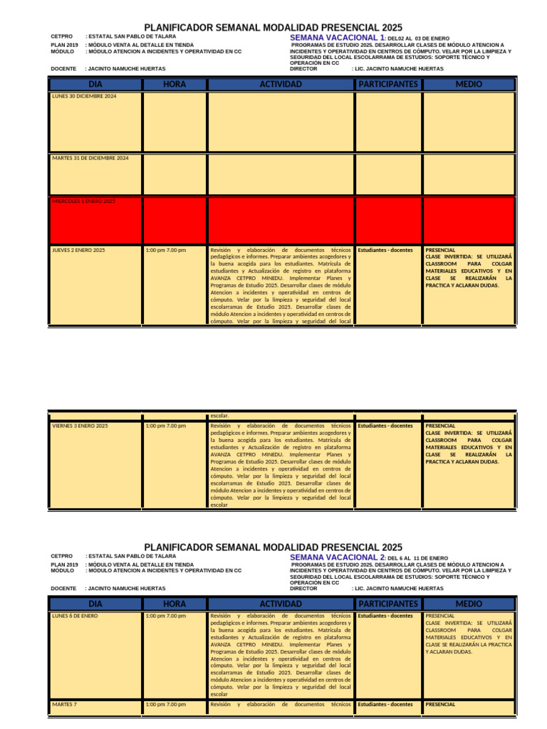 Fallado 2025-JNH.-PLANIFICADOR SV1-SV10 JACINTO 1ENERO2025-07MARZO2025 | PDF