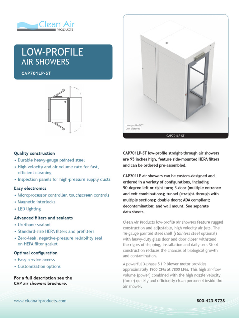 Clean Air Products DataSheet - LowProfile - 082615 Plano 1 | PDF | Duct (Flow) | Shower