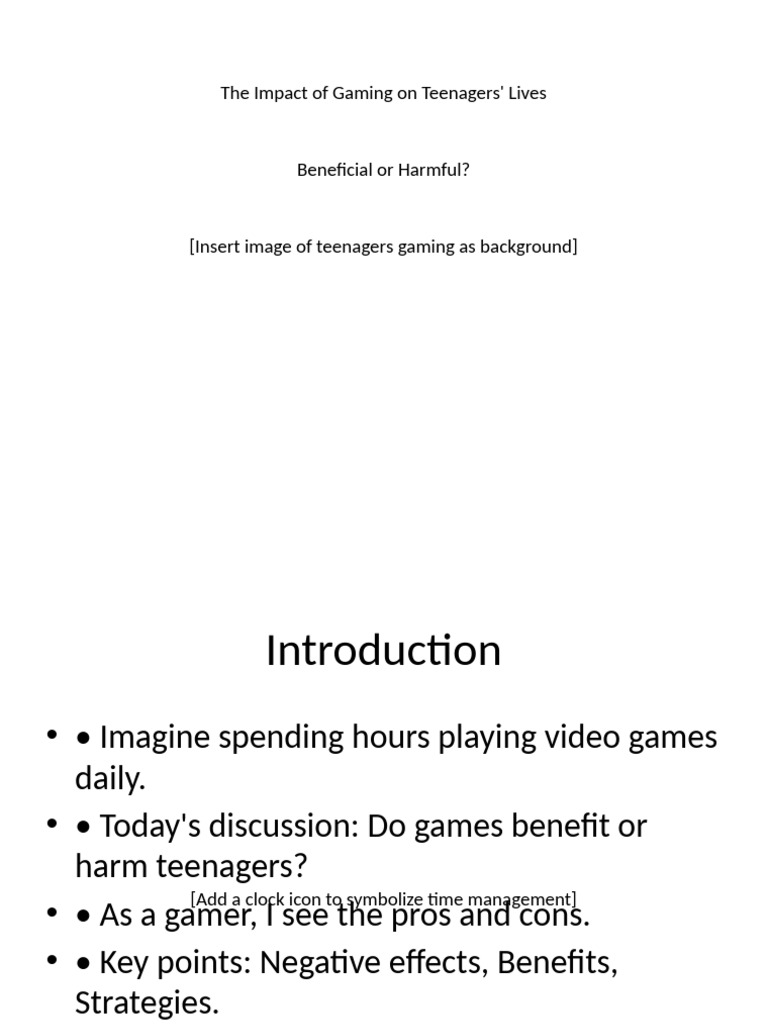 Gaming Impact On Teenagers Presentation | PDF