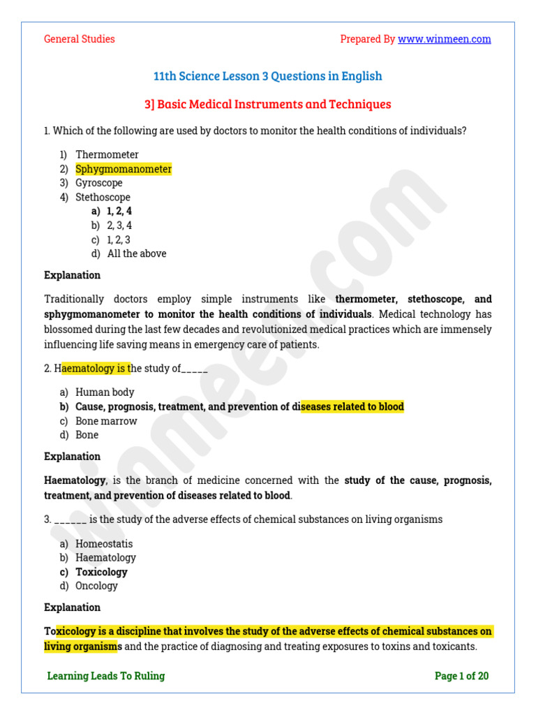11th Science Lesson 3 Questions in English 1 | PDF | Positron Emission Tomography | Radioactive ...