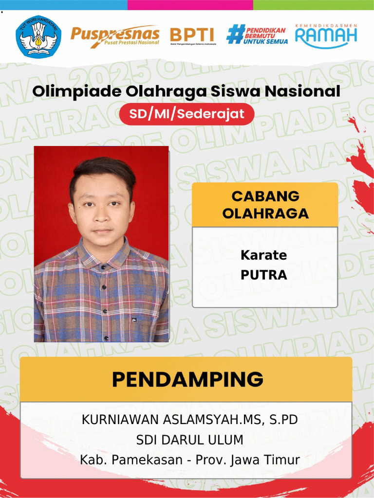 Idcard Pembina O2sn - Kurniawan Aslamsyah - MS, S.PD | PDF