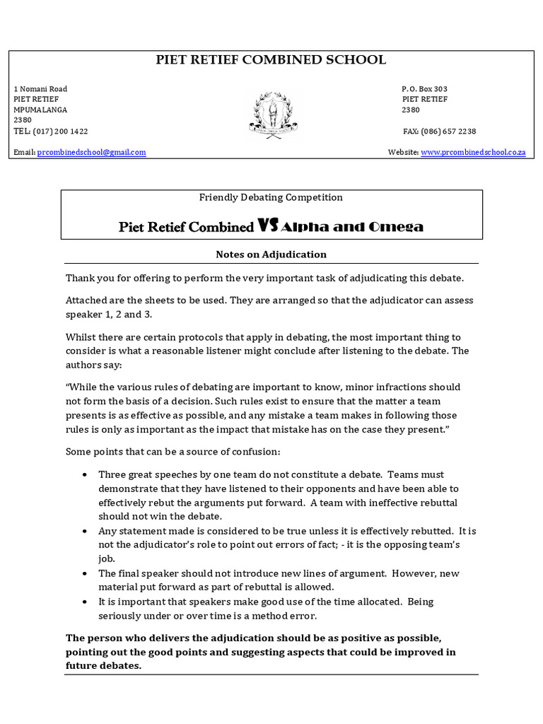 Adjudication Sheet PRCS | PDF