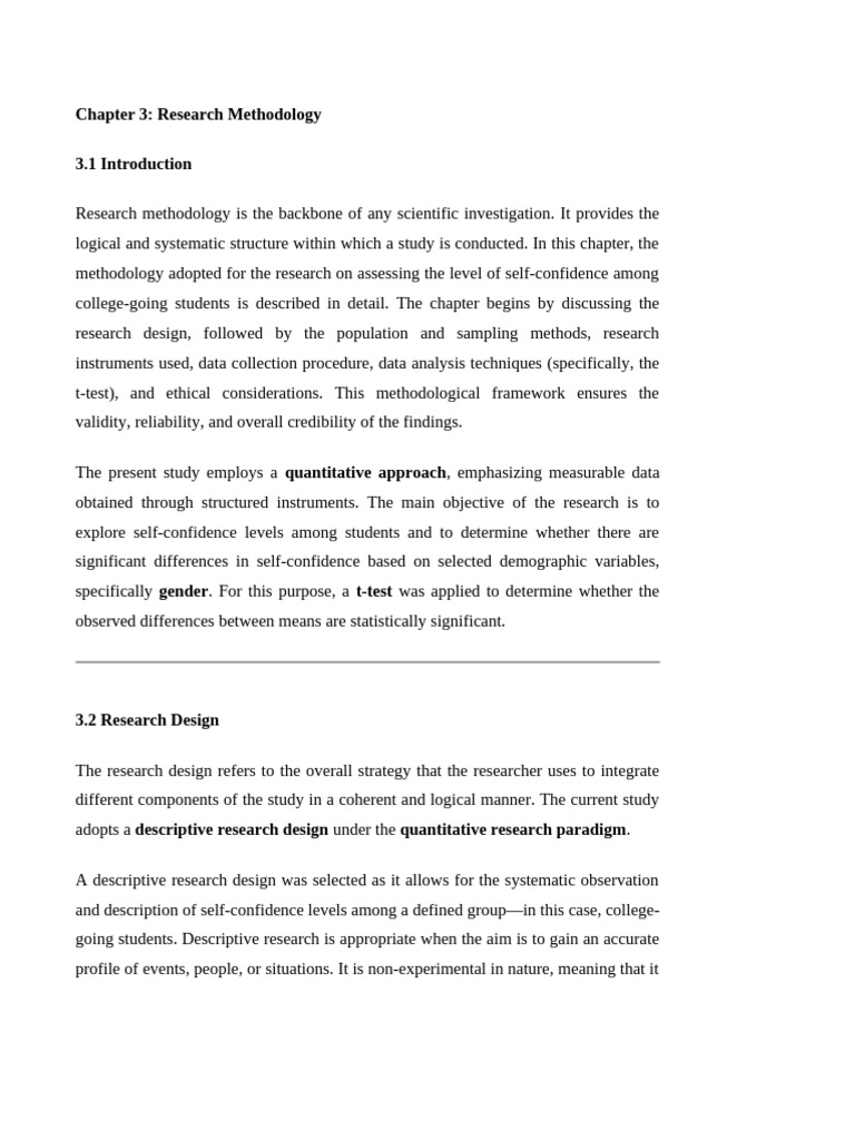 Research Methodology on Student Self-Confidence | PDF | Methodology ...