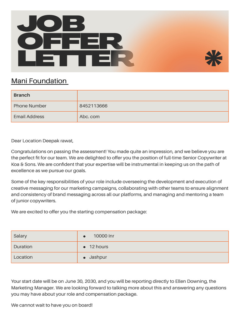 Modern Standard Job Offer Letter Professional Doc - 20250528 - 163500 ...