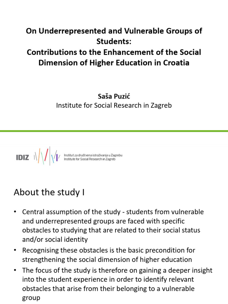 4 IDIZ Study On Underrepresented and Vulnerable Groups of Students Puzic | PDF | Social Stigma ...