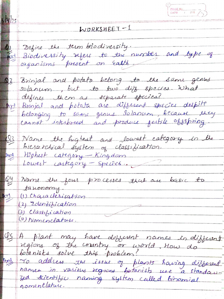 Bio Worksheet 1 | PDF