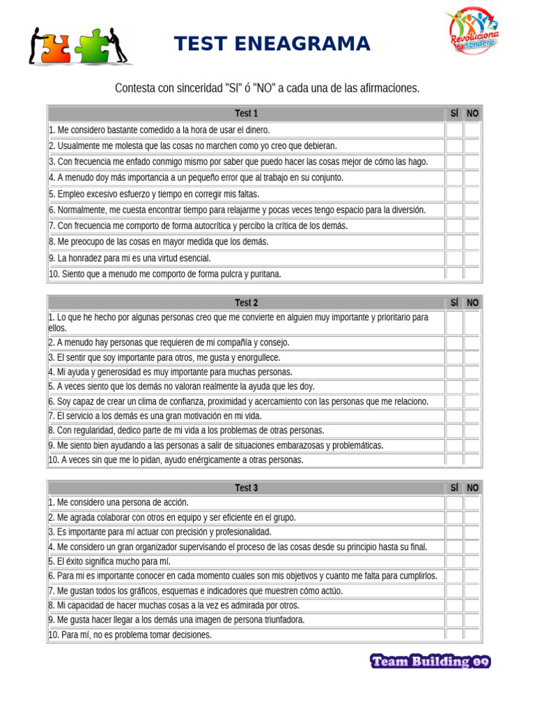 Test Completo de Eneagrama Gratis PDF | PDF