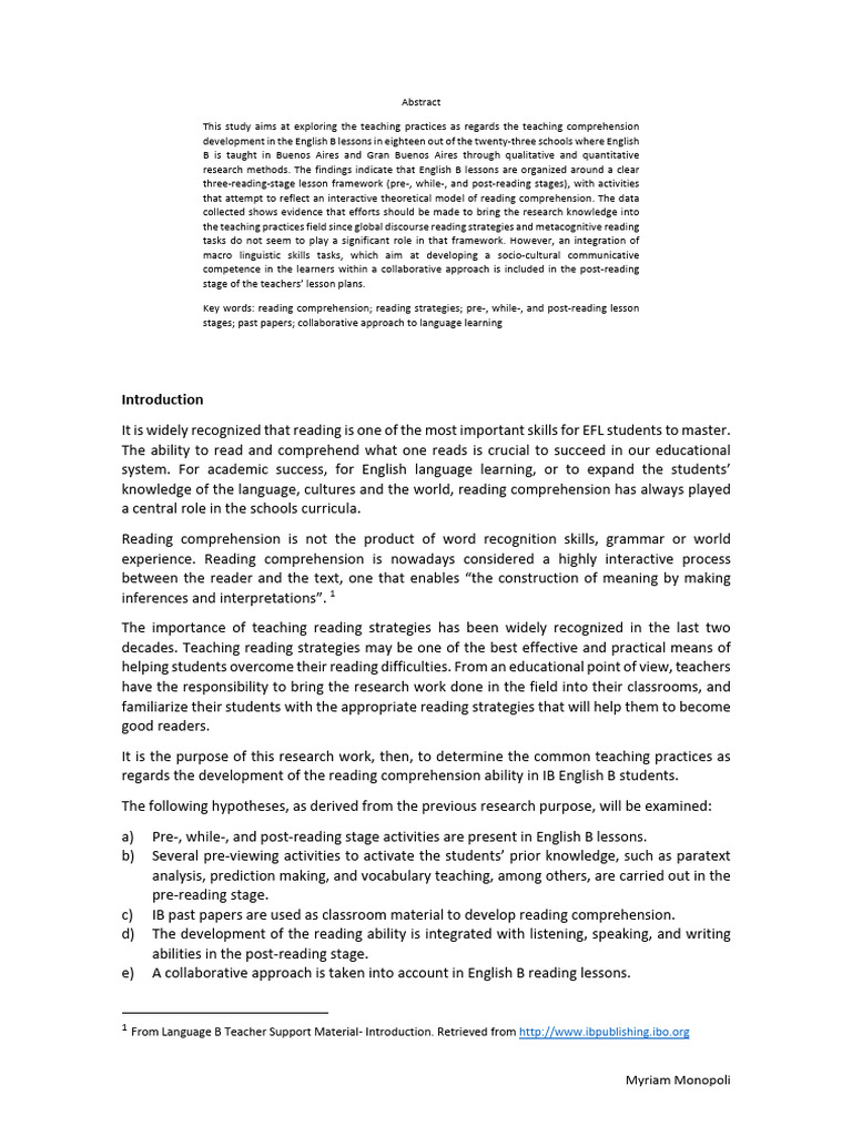 Reading Comprehension Development in The | PDF | Reading Comprehension ...