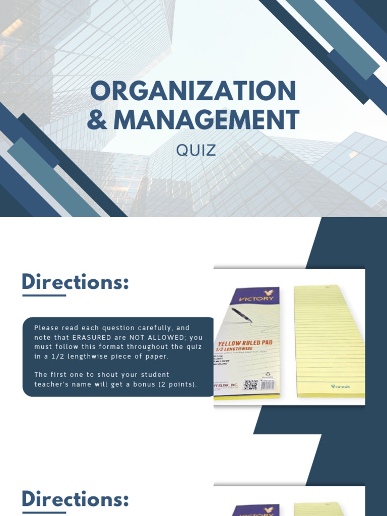 Organization & Management (Quiz) | PDF | Organizational Structure ...