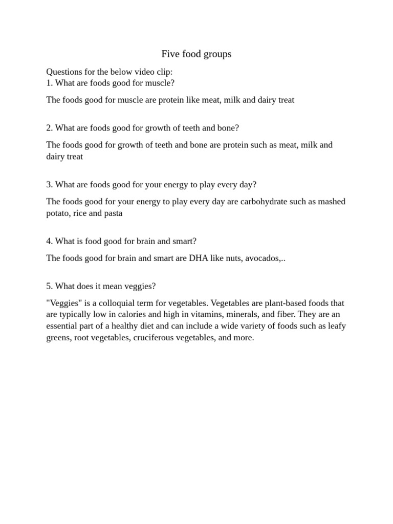 Five Food Group | PDF