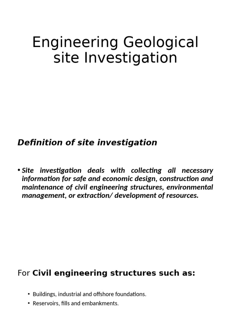 Engineering Geological Site Investigation | PDF | Geology | Engineering