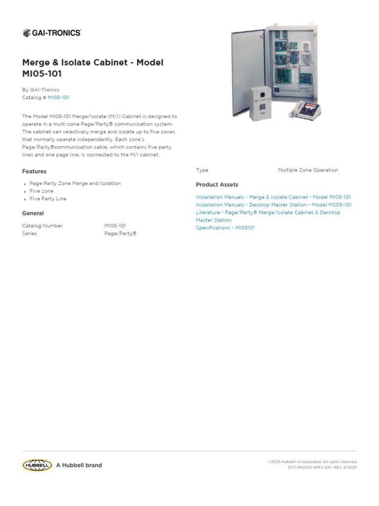 MI05-101 Merge/Isolate Cabinet Overview | PDF