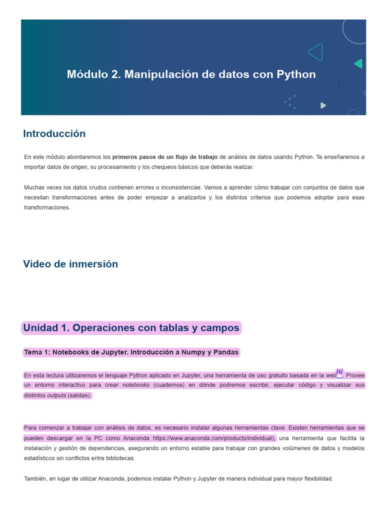 Módulo 2. Manipulación de Datos Con Python | PDF | Python (lenguaje de programación) | Conocimiento