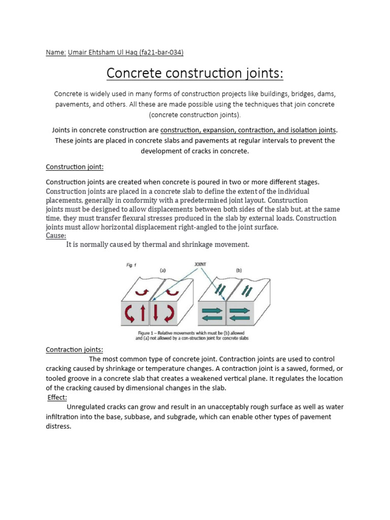 Types of Concrete Construction Joints | PDF | Concrete | Building ...
