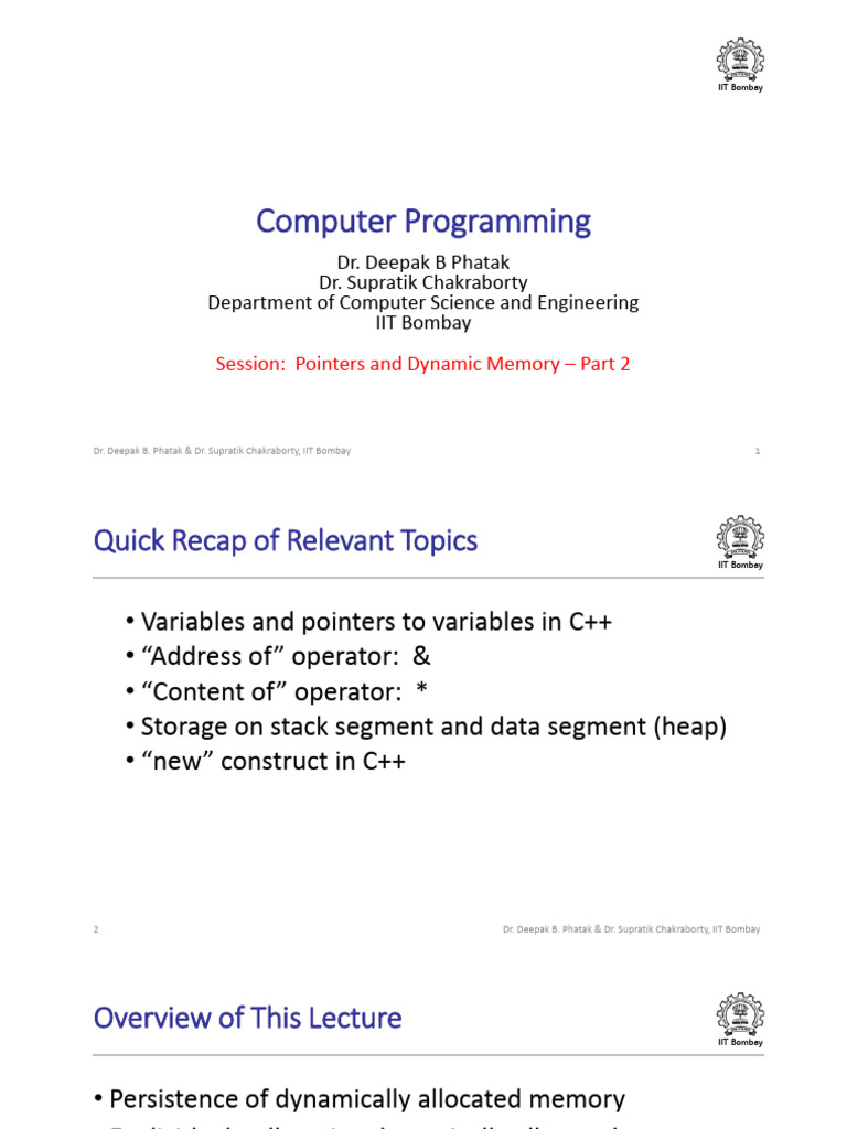 CS101x_S433B_Pointers_and_Dynamic_Memory_Part_2_IIT_Bombay | PDF ...