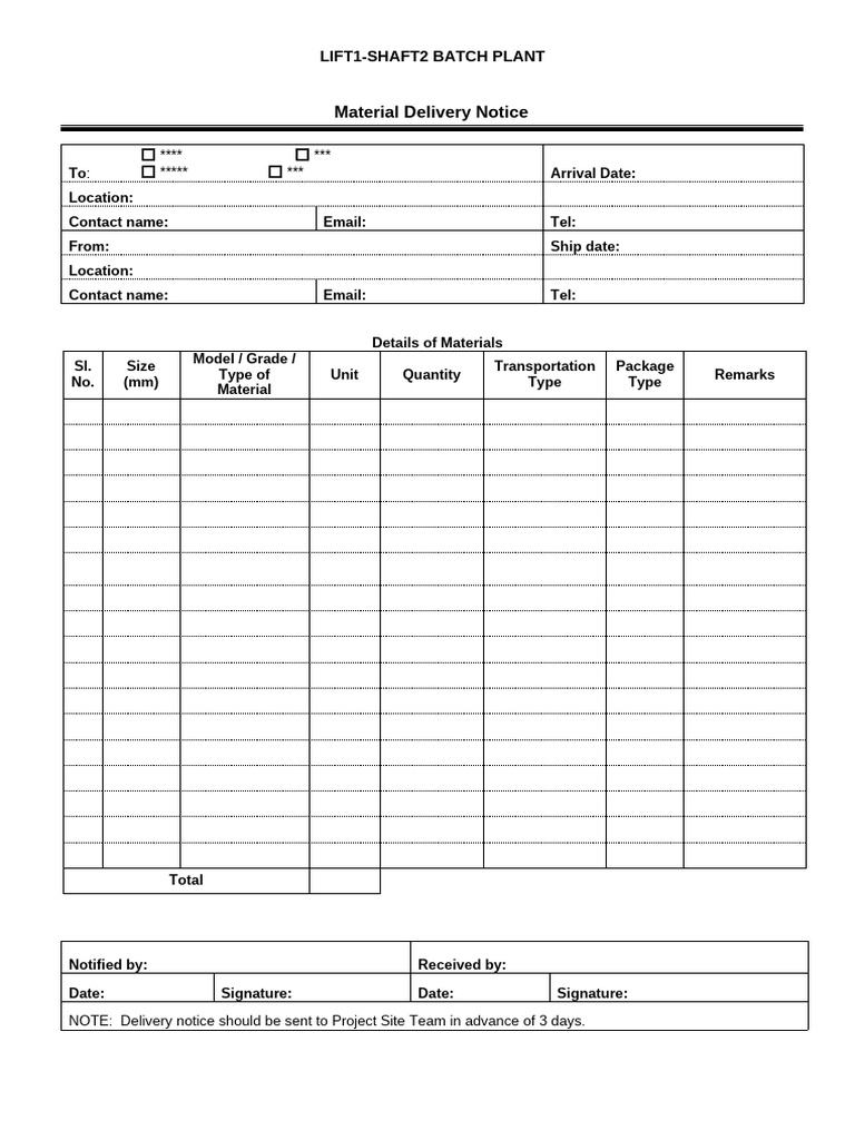 23 - Material Delivery Notice (MDN) | PDF