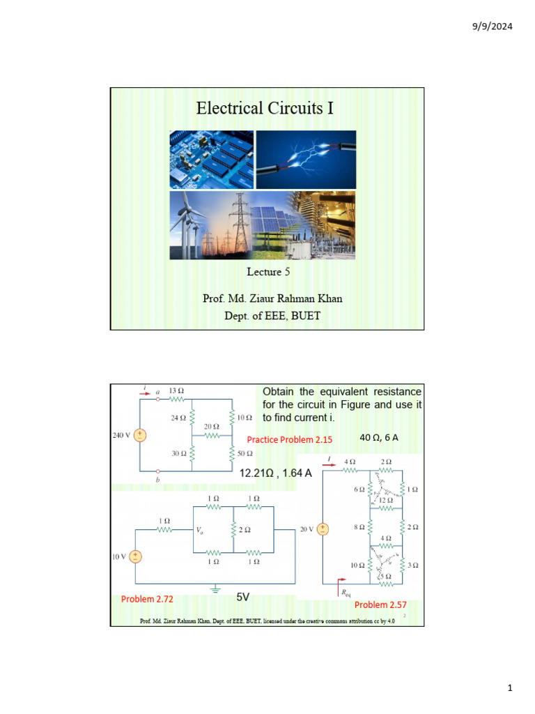 EEE 101 - Lec 5 | PDF | Electrical Circuits | Electricity