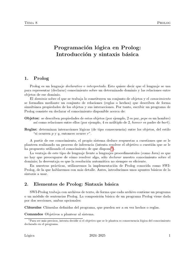 T 8 Prolog | PDF | Lenguaje de programación | Programa de computadora