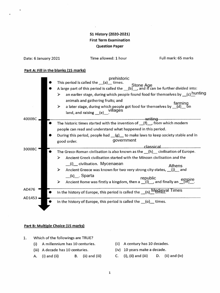 S1 History First Term Exam Write | PDF