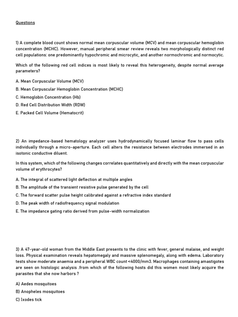 Ignisia Prelims Questions | PDF | Anemia | Diseases And Disorders