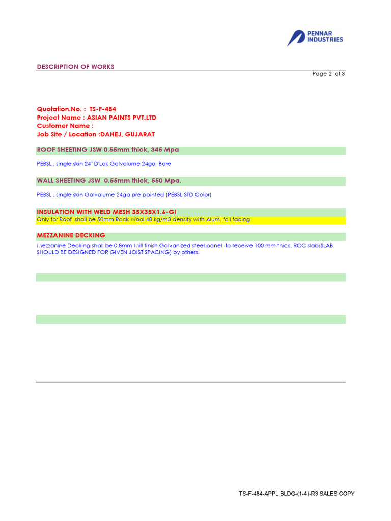 Asian Paints Project Specifications | PDF