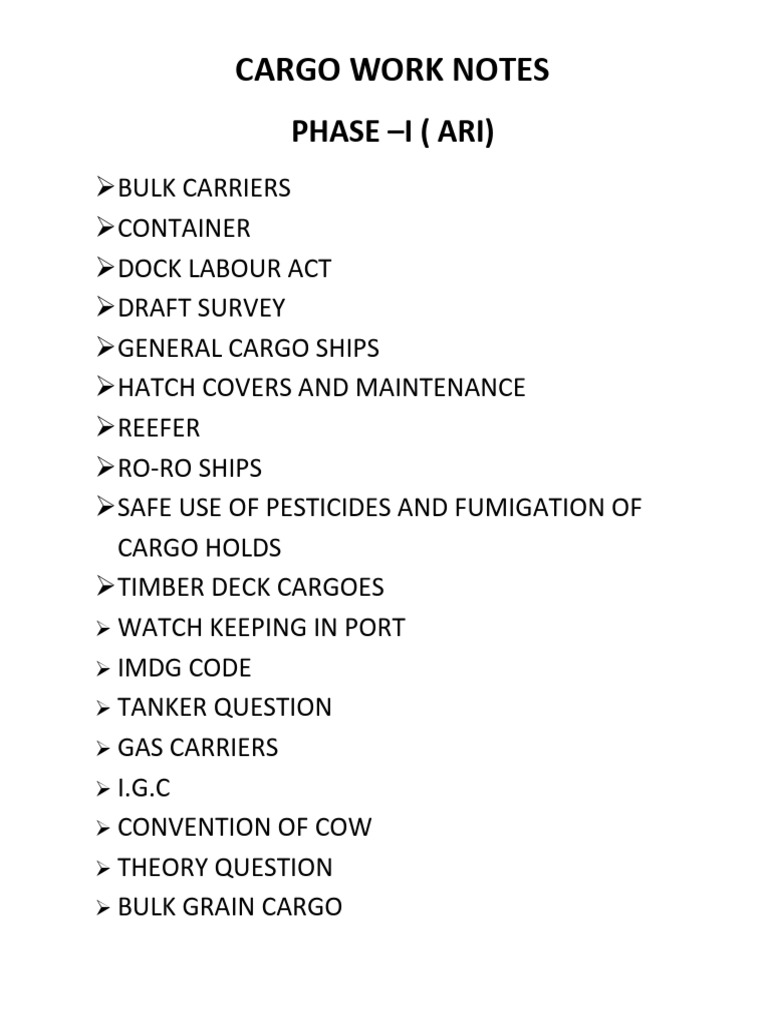 Notes Cargo Work Phase I (1) Mittal Sir | PDF | Corrosion | Fatigue ...