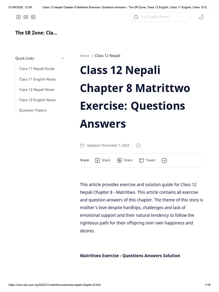 Class 12 Nepali Chapter 8 Answers | PDF | Social Psychology