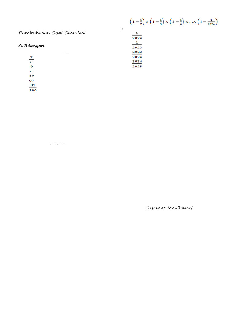 Pembahasan Soal Simulasi 1 No. 1-5 | PDF