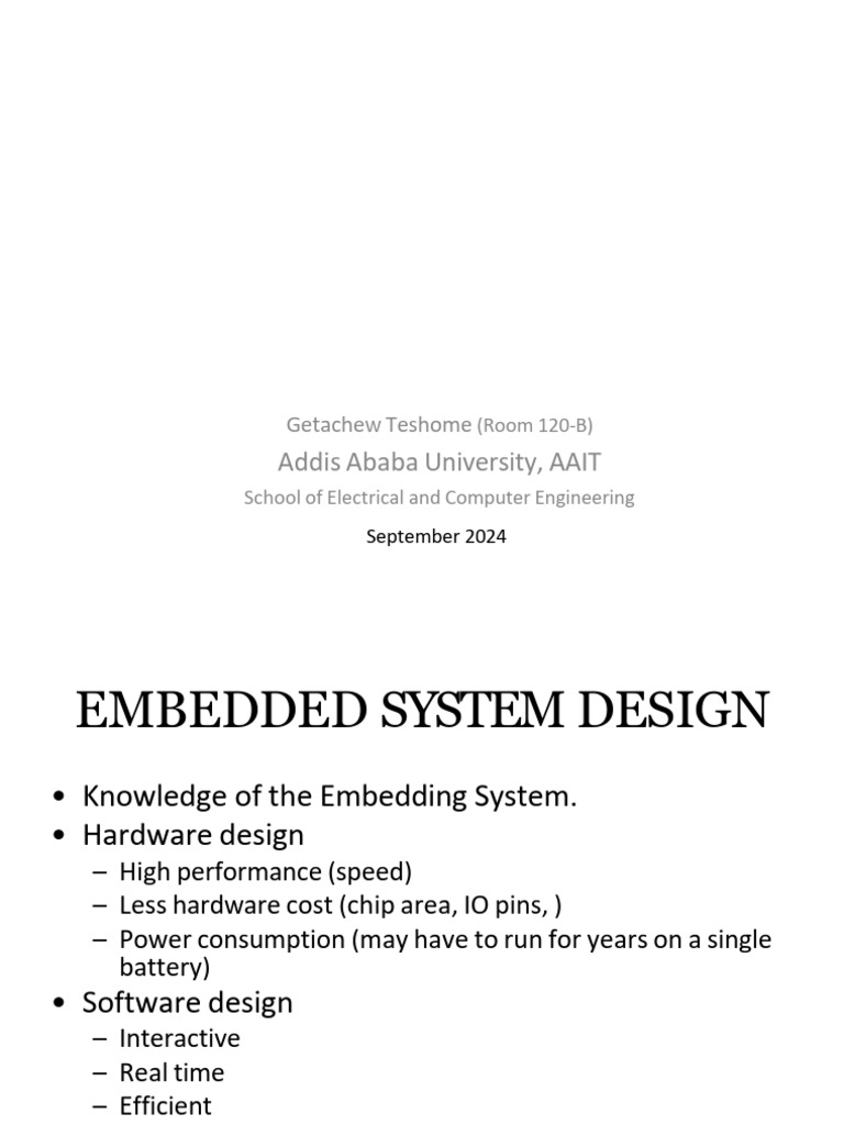 Lecture 2 - Embedded Systems Design | PDF | Embedded System | Integrated Circuit