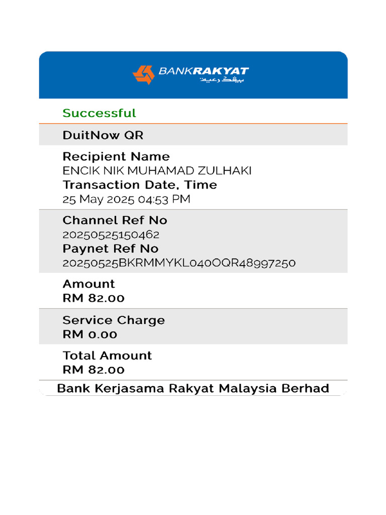 Receipt Bank Rakyat - 20250525085359825 | PDF