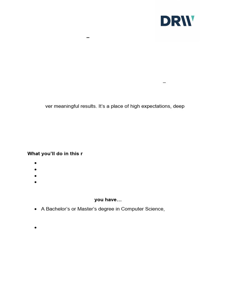 DRW Trading - Software Engineer 2023 | PDF