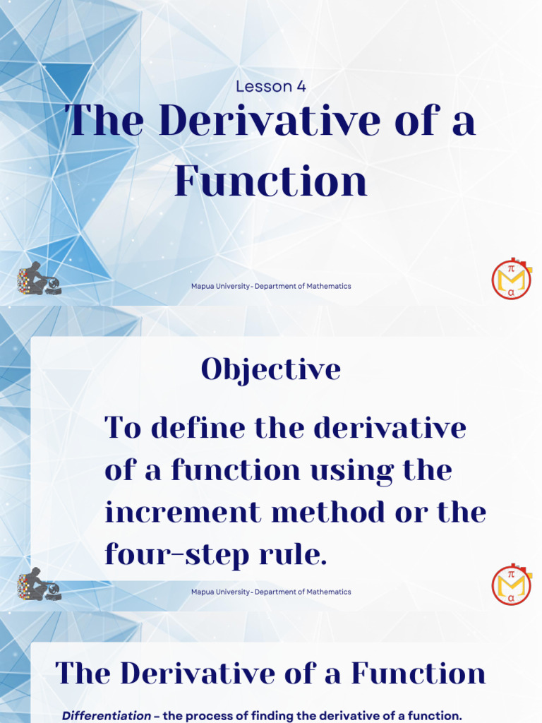 Lesson 4 - The Derivative of A Function | PDF | Derivative | Slope
