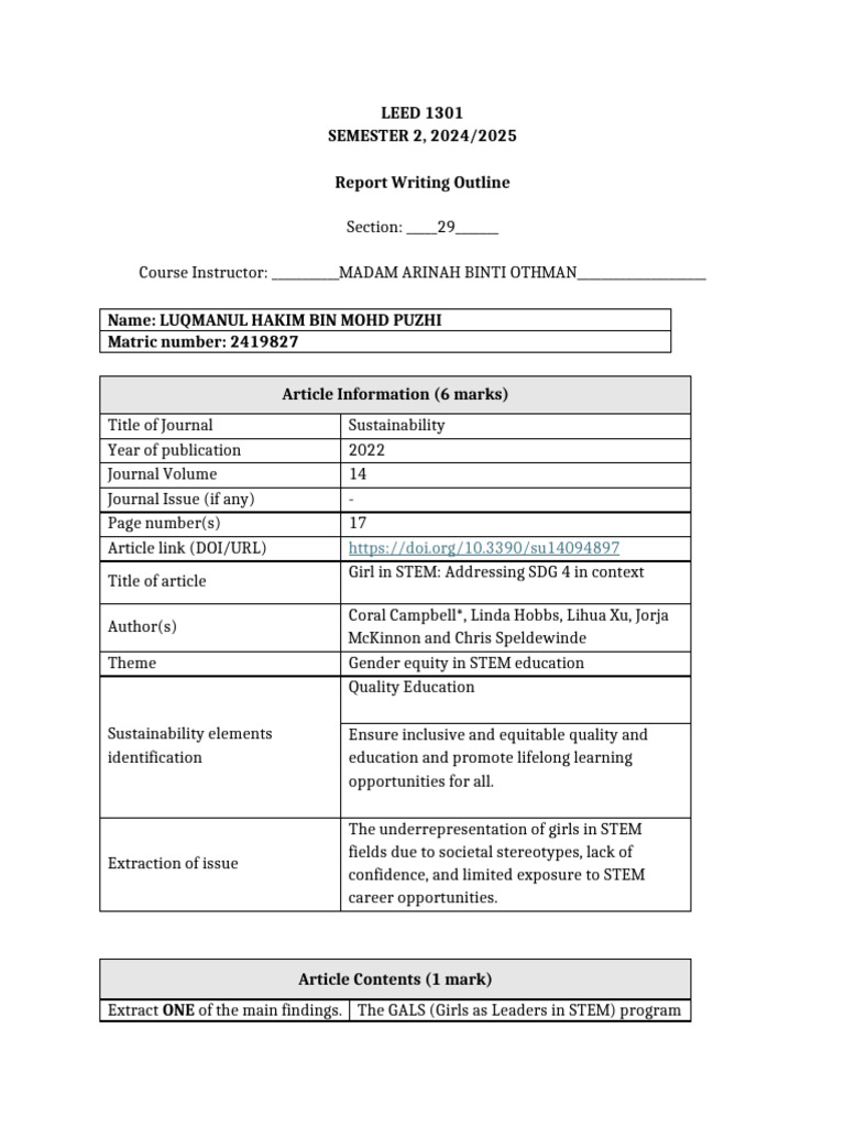 Stem Girl Artciles Reading Reports | PDF | Science, Technology, Engineering, And Mathematics ...