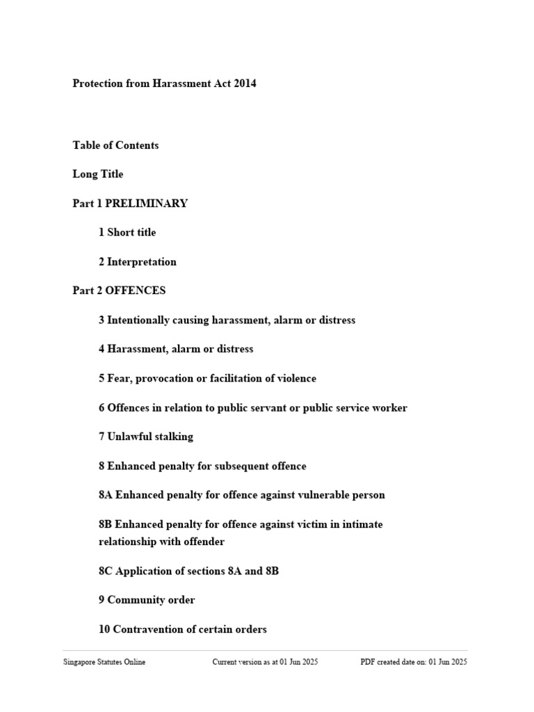 Protection From Harassment Act 2014 | PDF | Stalking | Crimes