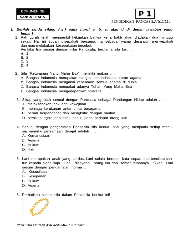SOAL UTAMA PENDIDIKAN PANCASILA | PDF