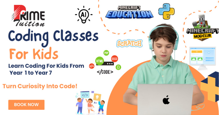Blue Navy Orange Modern Colorful Coding Classes for Kids Facebook Ad | PDF