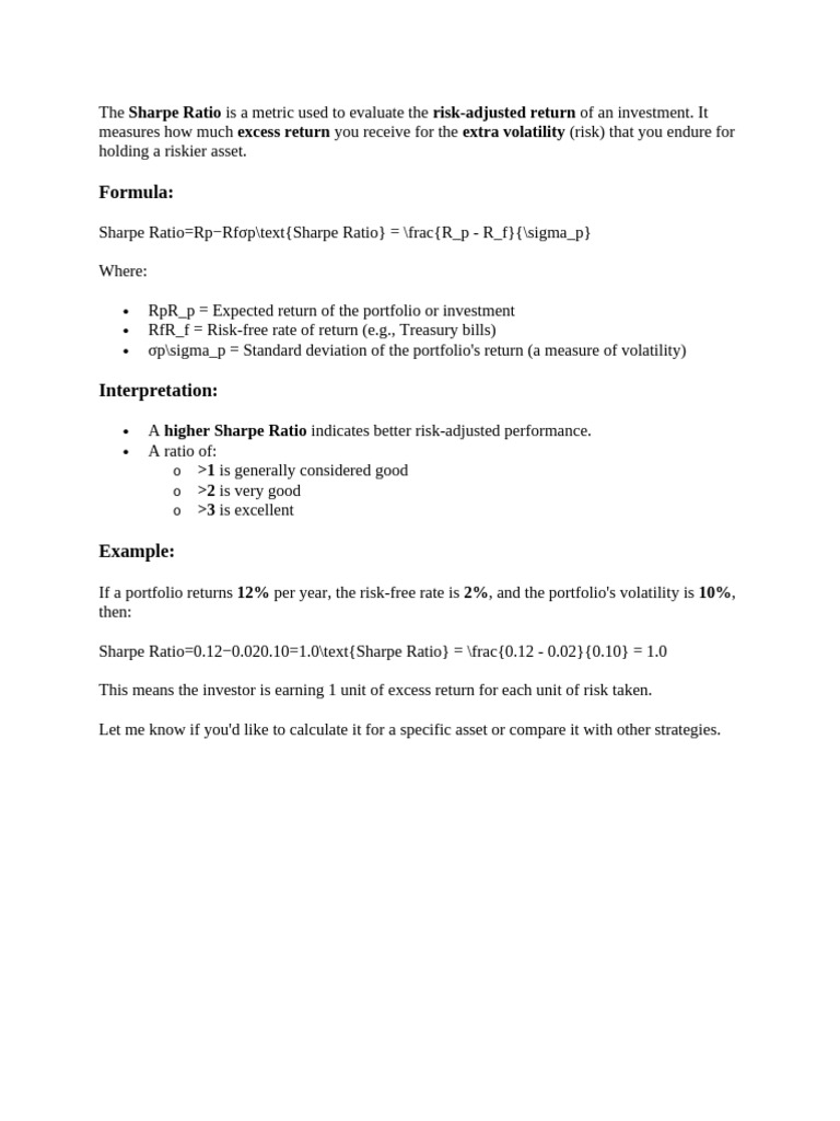 The Sharpe Ratio | PDF
