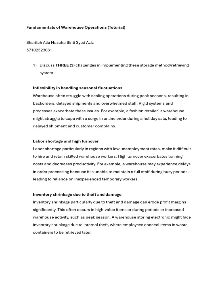 Fundamentals of Warehouse Operations | PDF